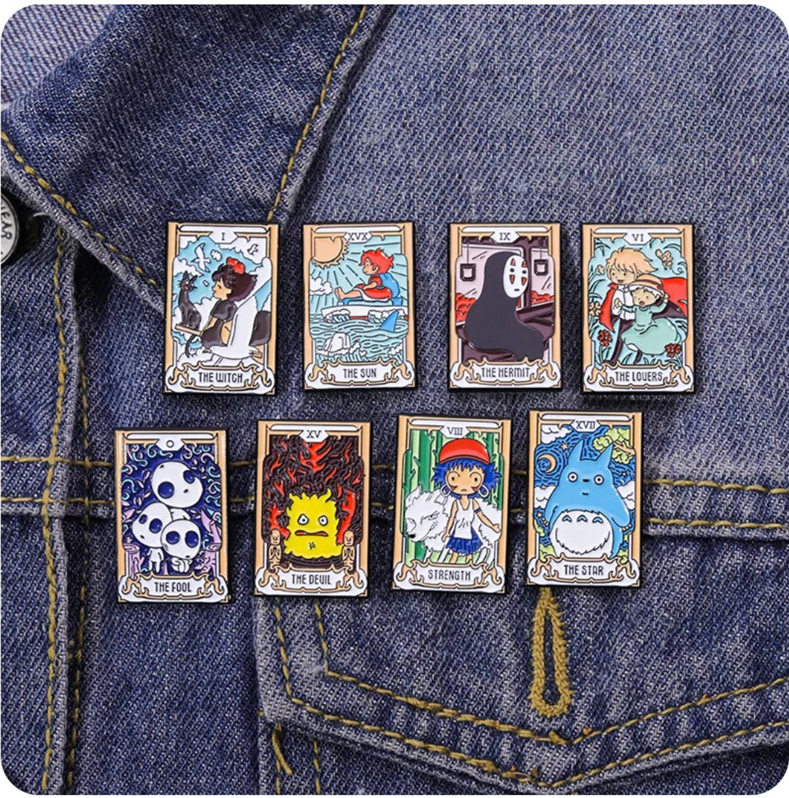 Anime Studio Ghibli Tarot Card Enamel Pins Custom Totoro Brooches Lapel ...
