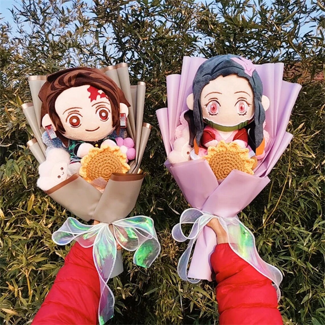 Demon Slayer Bouquet Blade Plush Doll Tanjiro Nezuko Game Peripheral ...
