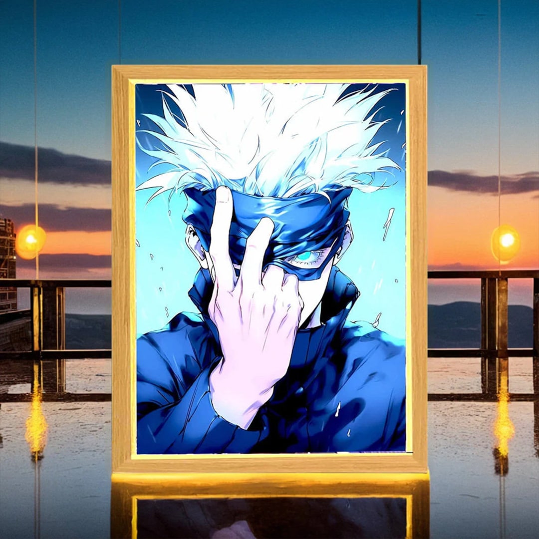 LED Frame Jujutsu Kaisen Gojo Light-up Painting, Wall Art Frame Light ...
