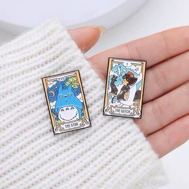 Anime Studio Ghibli Tarot Card Enamel Pins Custom Totoro Brooches Lapel ...