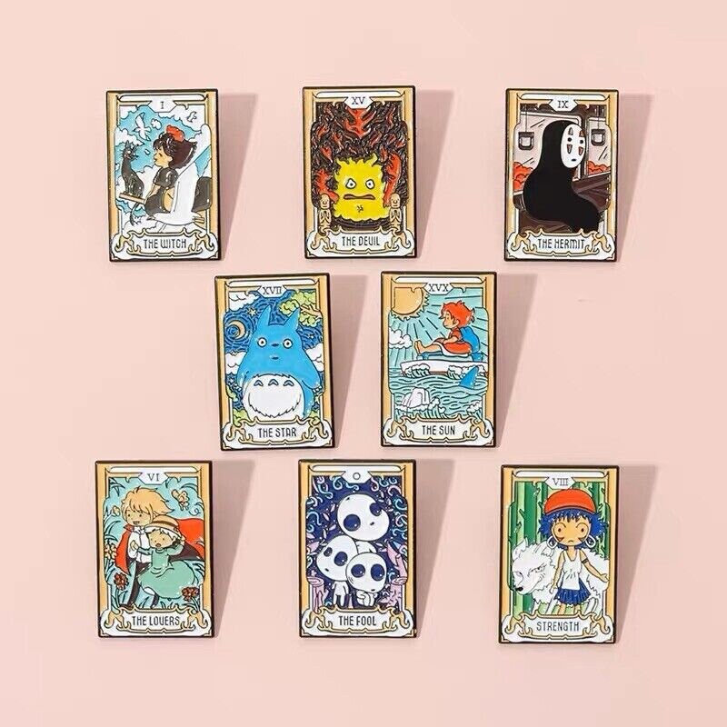 Anime Studio Ghibli Tarot Card Enamel Pins Custom Totoro Brooches Lapel ...