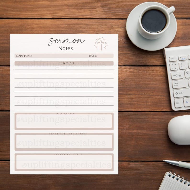 Sermon Notes Template: Christian Planner Insert (digital Download) - Etsy