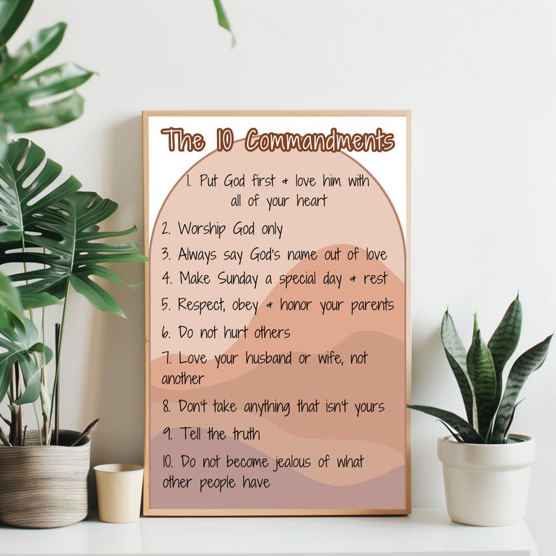 The 10 Commandments Digital Print, Religious Wall Art, Biblical Poster ...