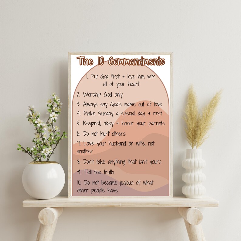 The 10 Commandments Digital Print, Religious Wall Art, Biblical Poster ...