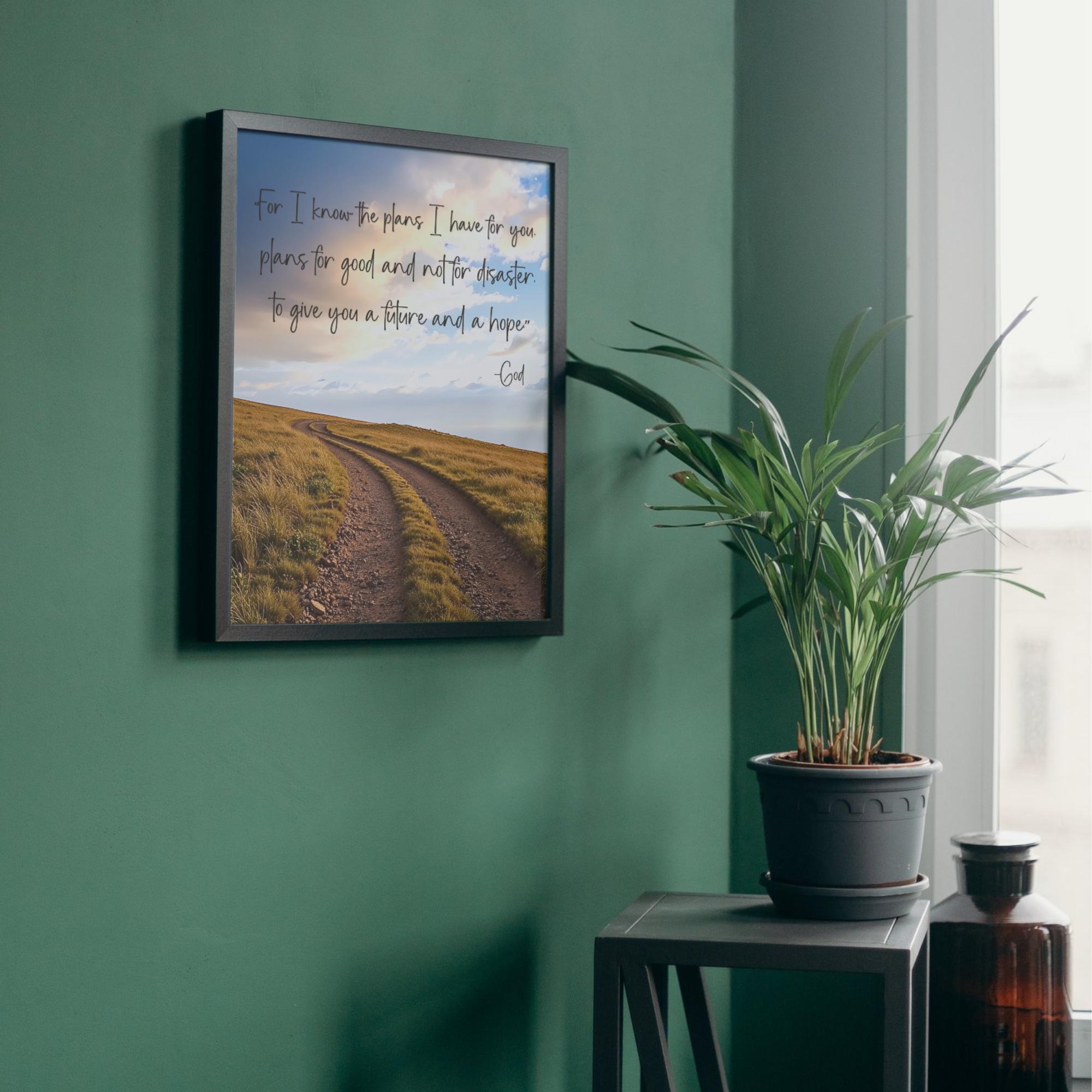 Inspirational Bible Verse Wall Print, for I Know the Plans I Have for ...