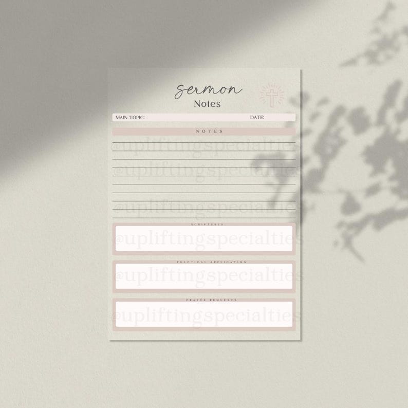Sermon Notes Template: Christian Planner Insert (digital Download) - Etsy