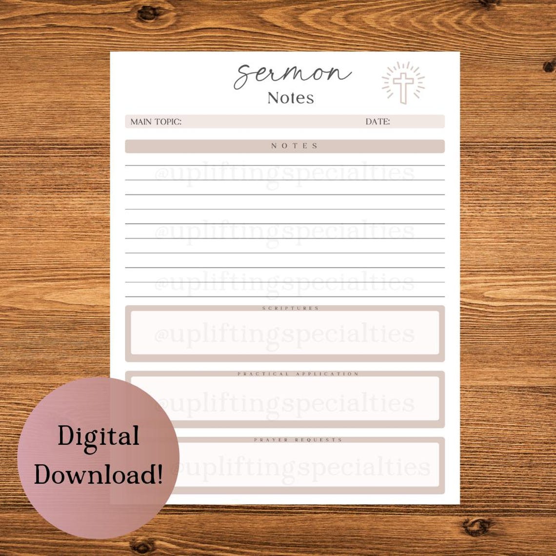 Sermon Notes Template: Christian Planner Insert (digital Download) - Etsy