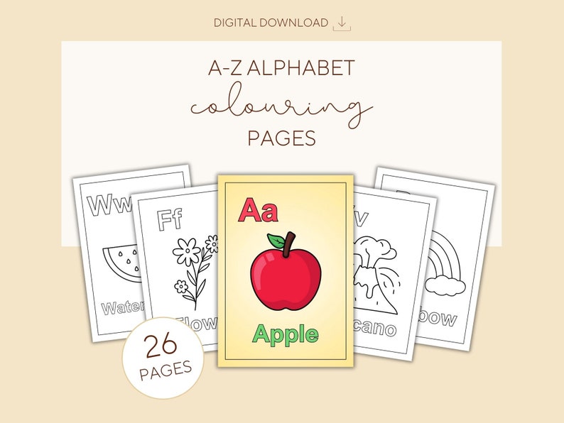 Toddler A-Z Alphabet Colouring Pages - Instant Download, Toddler and ...