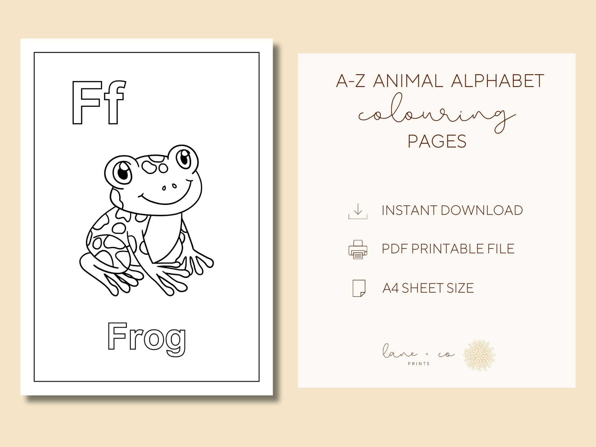 Toddler A-Z Animal Alphabet Colouring Pages - Instant Download, Toddler ...