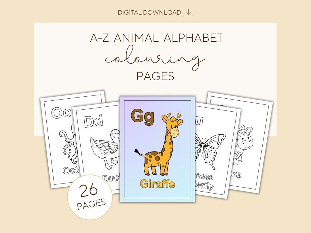 Toddler A-Z Animal Alphabet Colouring Pages - Instant Download, Toddler ...