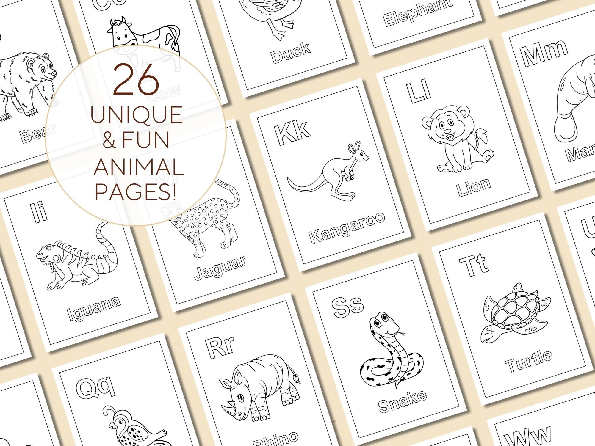 Toddler A-Z Animal Alphabet Colouring Pages - Instant Download, Toddler ...