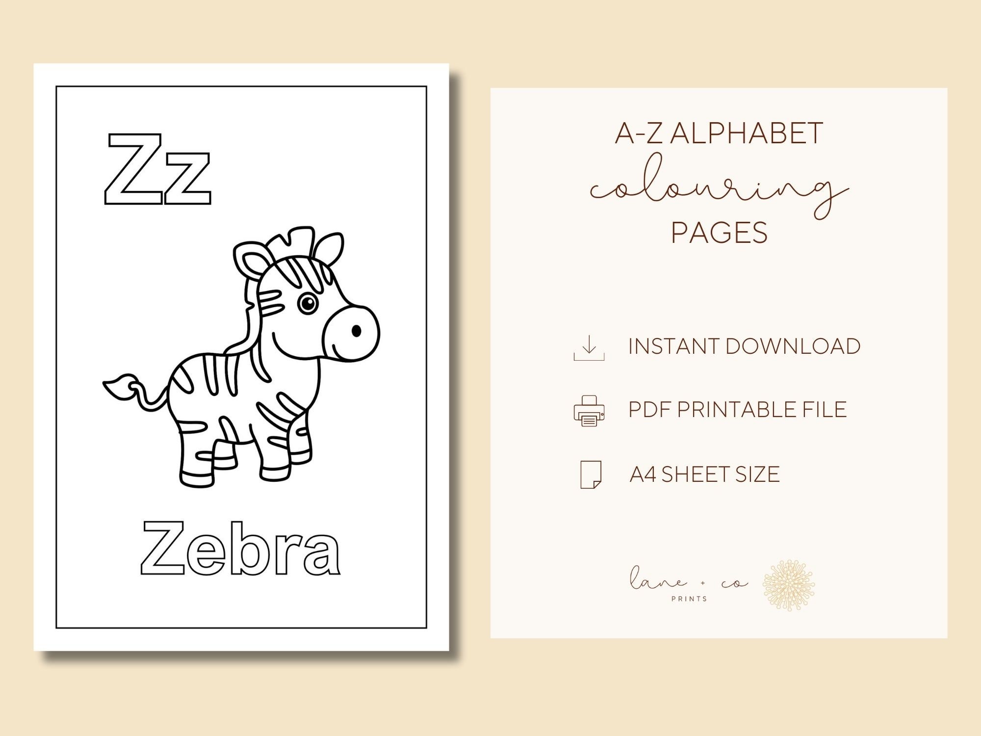 Toddler A-Z Alphabet Colouring Pages - Instant Download, Toddler and ...