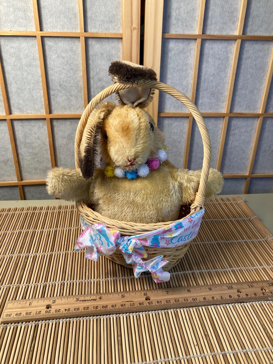 Steiff Bunny Puppet in Basket - Etsy