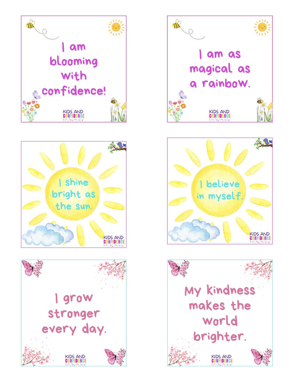 Printable Spring Affirmation Notes – Fun & Positive Notes for Kids - Etsy