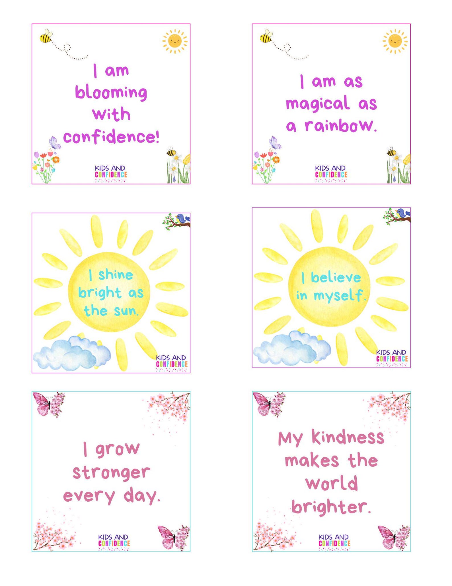 Printable Spring Affirmation Notes – Fun & Positive Notes for Kids - Etsy