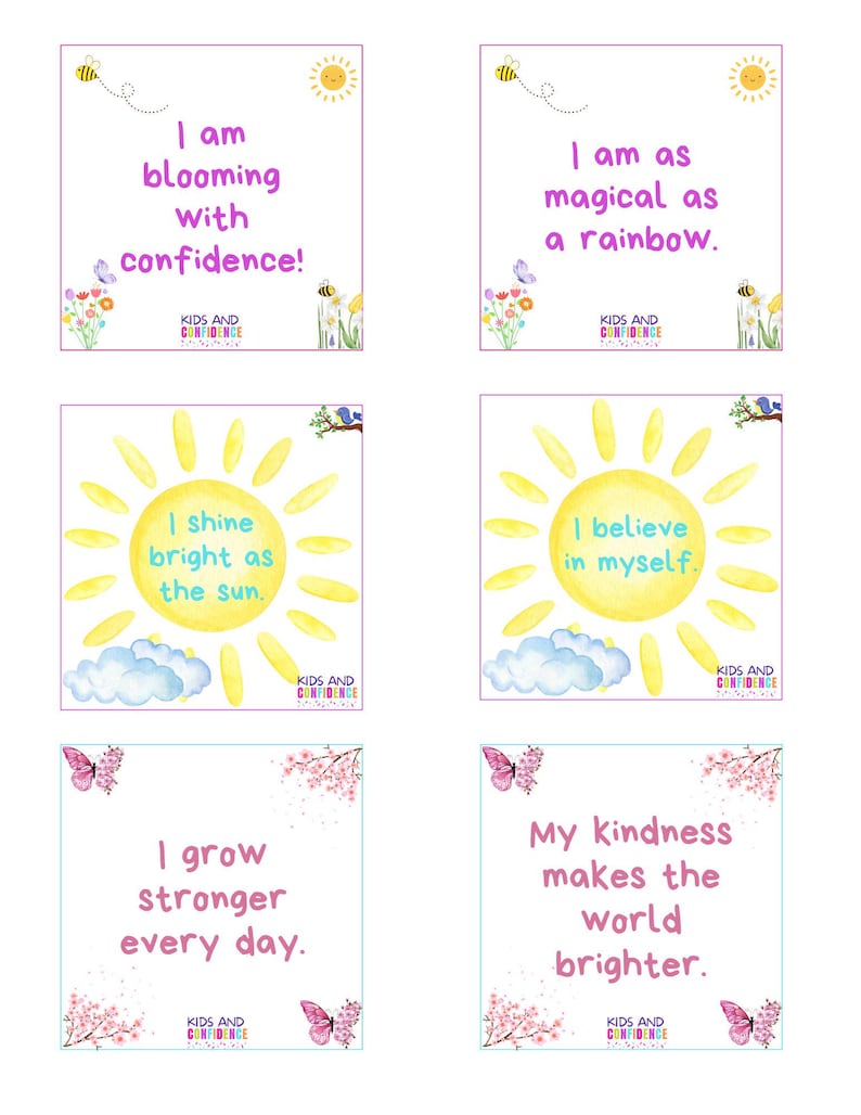 Printable Spring Affirmation Notes – Fun & Positive Notes for Kids - Etsy