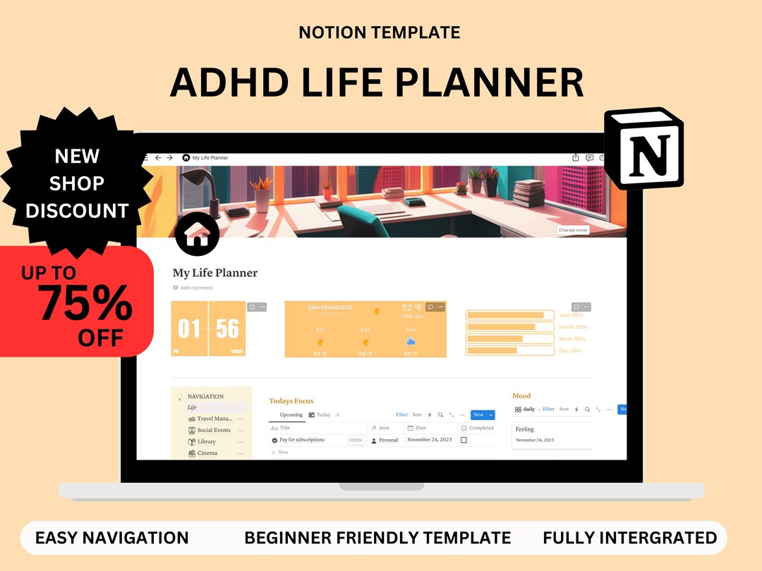 Notion ADHD Planner Template Notion Dashboard ADHD Notion Templates ...