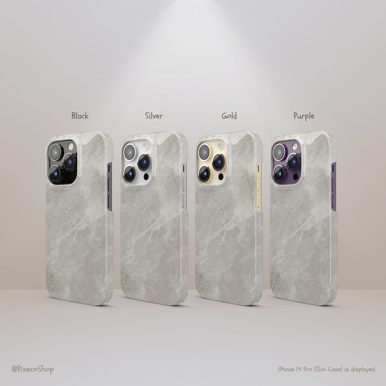 Gray Marble Stone iPhone Case: Slim Glossy Protective Cover - Etsy