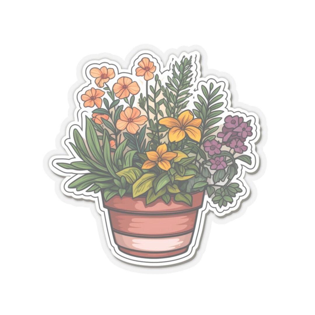 Botanical Sticker Cute Plant Sticker Clear Plant Sticker Garden Sticker ...