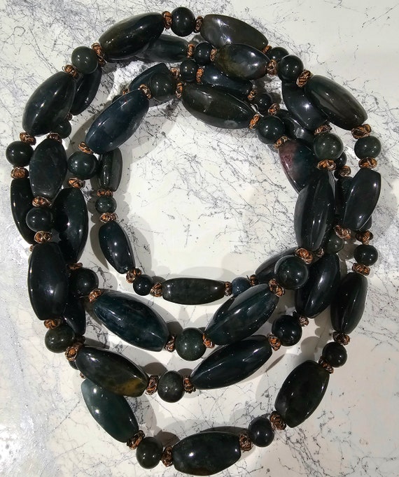Vintage Natural Bloodstone Agate Jasper Gemstone Bead… - Gem