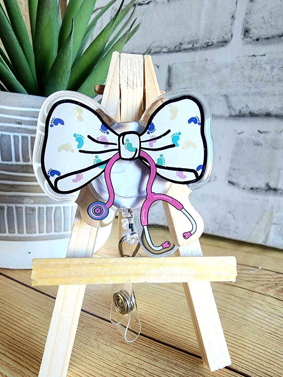 Baby Bow With Stethoscope Glitter Badge - Etsy