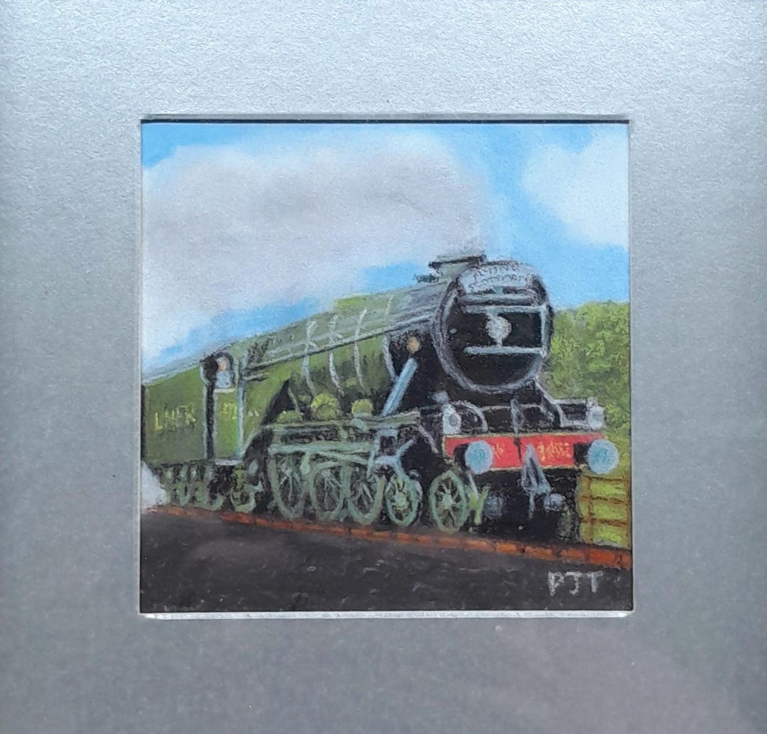 Flying Scotsman Steam Train Locomotive: Miniature Pastel Painting - Etsy