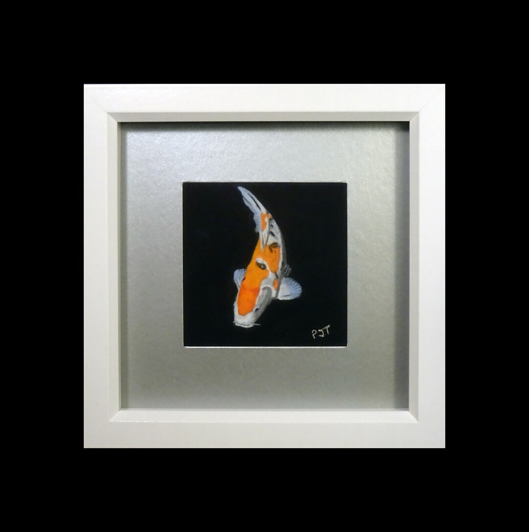 Koi Fish Original Art. Original Pastel Painting. Framed in a White Deep ...