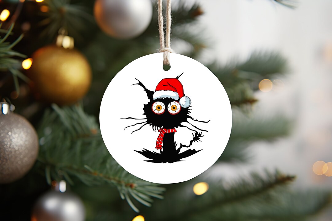 Fried Black Cat Christmas Ornament - Funny Gift Idea for Cat Lovers ...