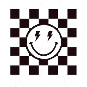 Happy Face With Checkers PNG, Lightning - Etsy
