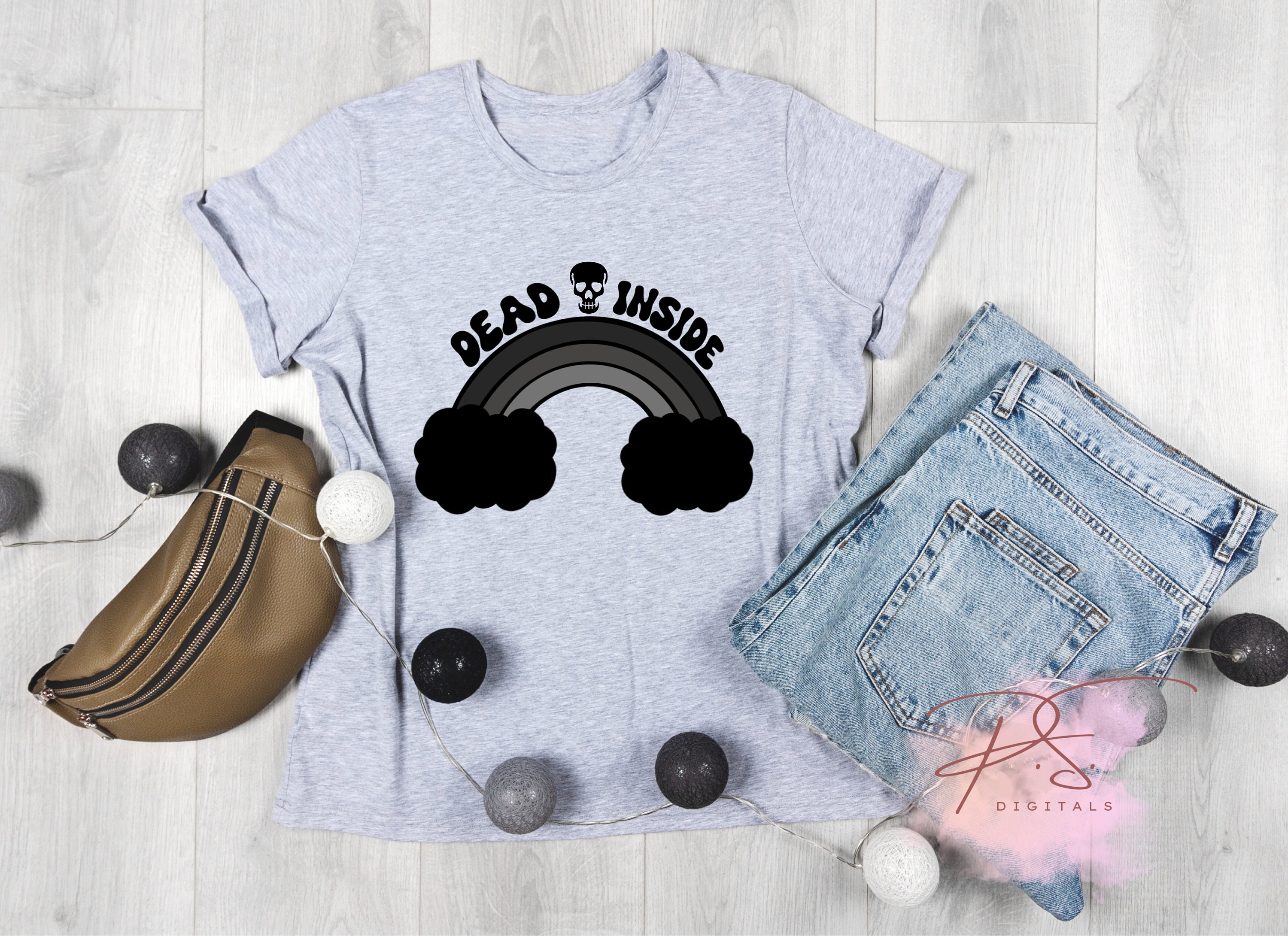 Dead Inside, Black Rainbow PNG Skull - Etsy