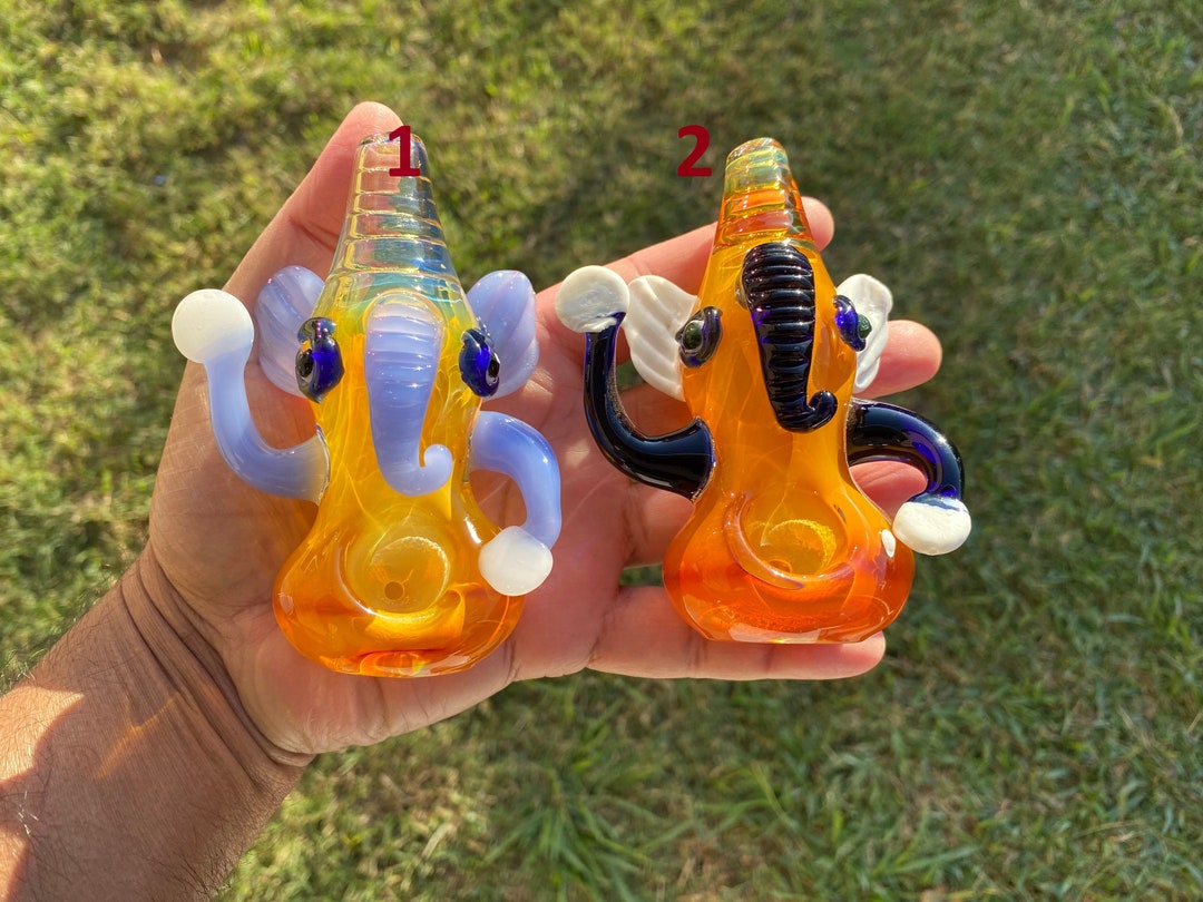 Ganesha Design Glass Pipe Unique Smoking Pipe Hand Blown - Etsy