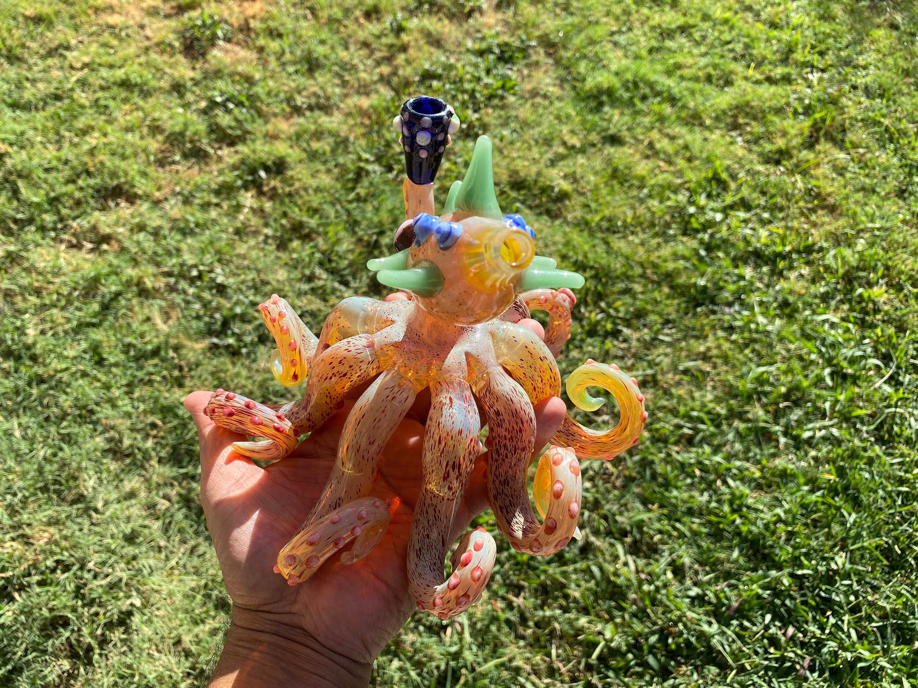 Large Handcrafted Octopus Design Unique Smoking Glass Pipe, Artistic ...