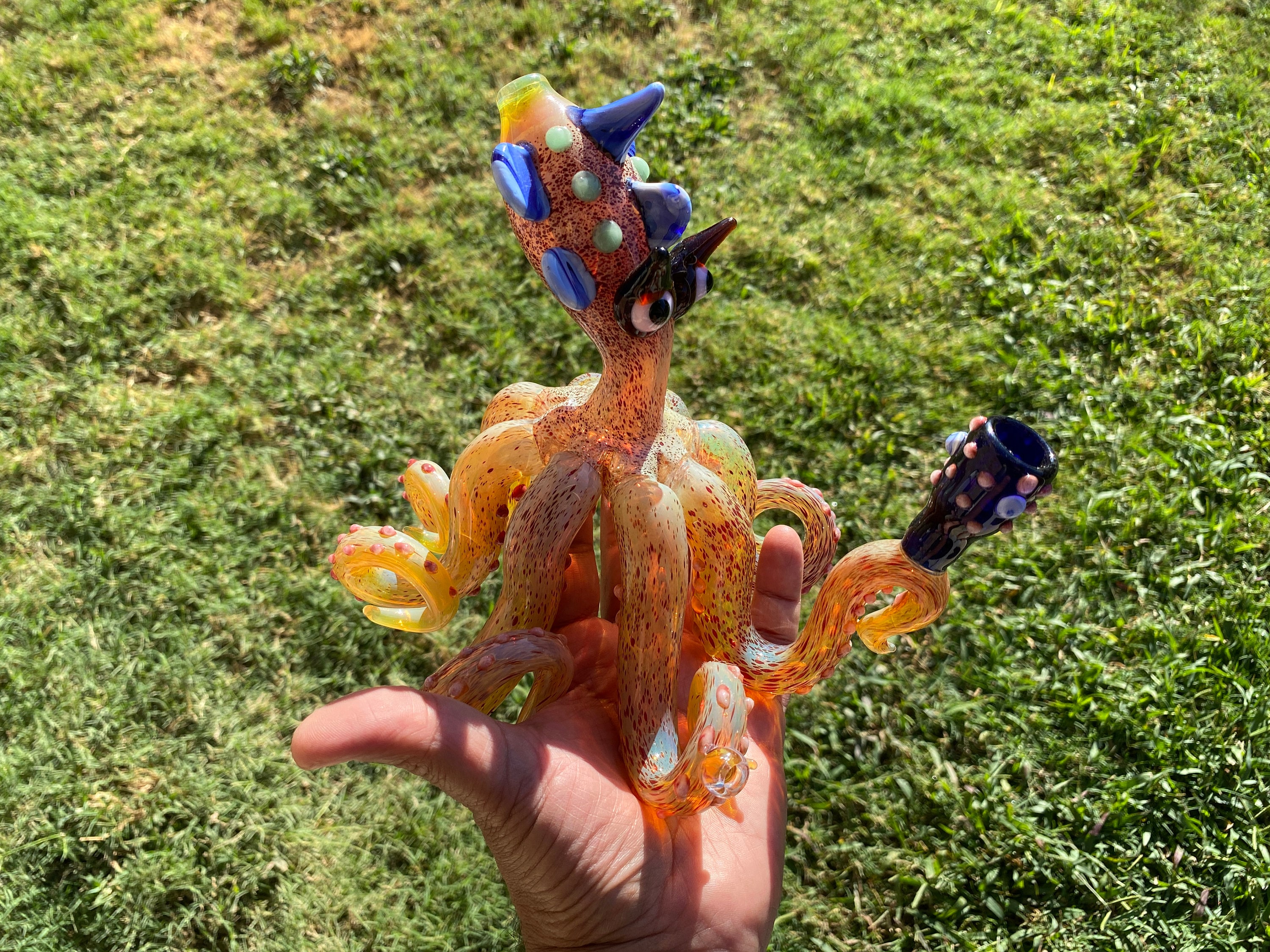 Large Handcrafted Octopus Design Unique Smoking Glass Pipe, Artistic ...