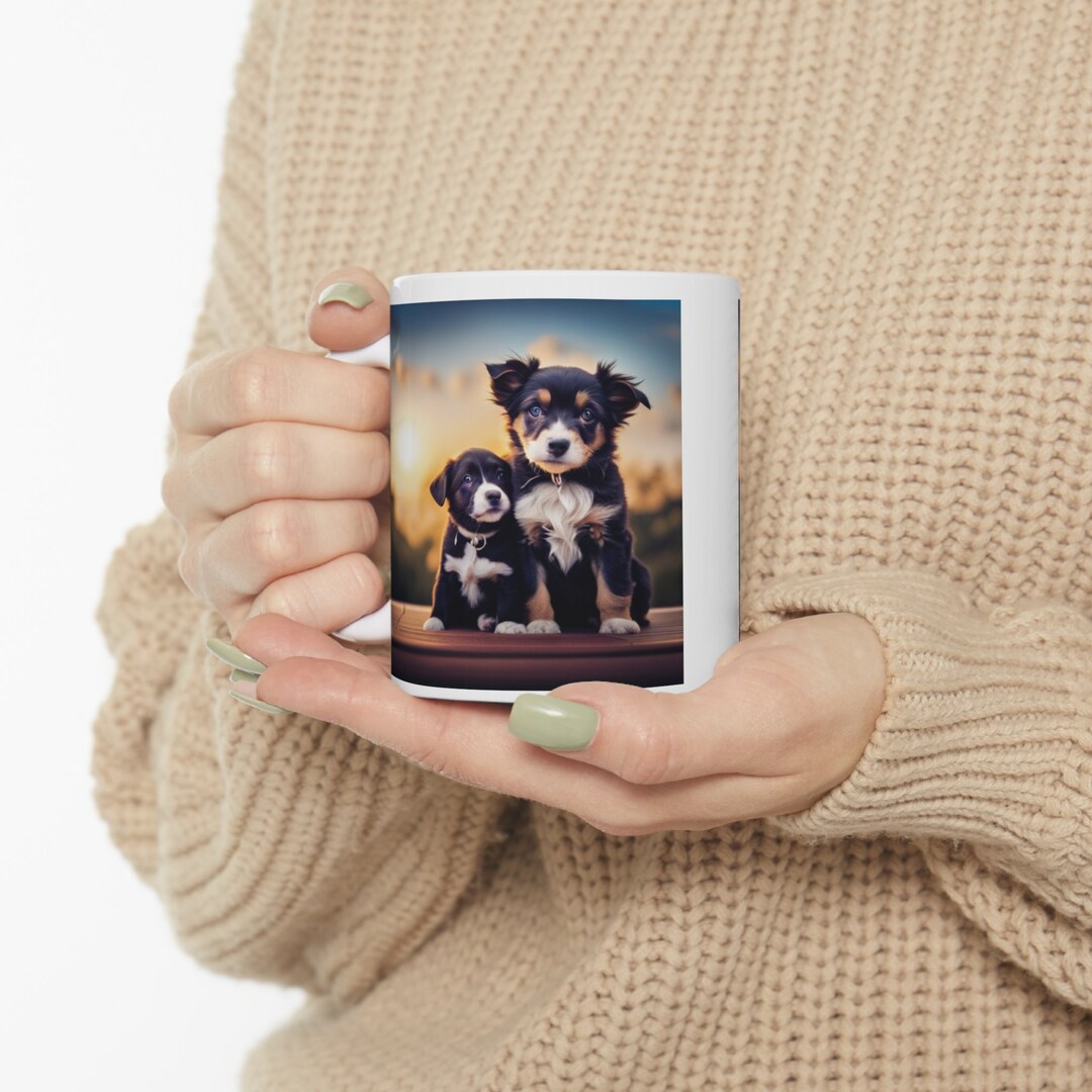 Ceramic Mug With Cute Little Puppies, Puppy Mug 11oz, Mothers Day Gift ...