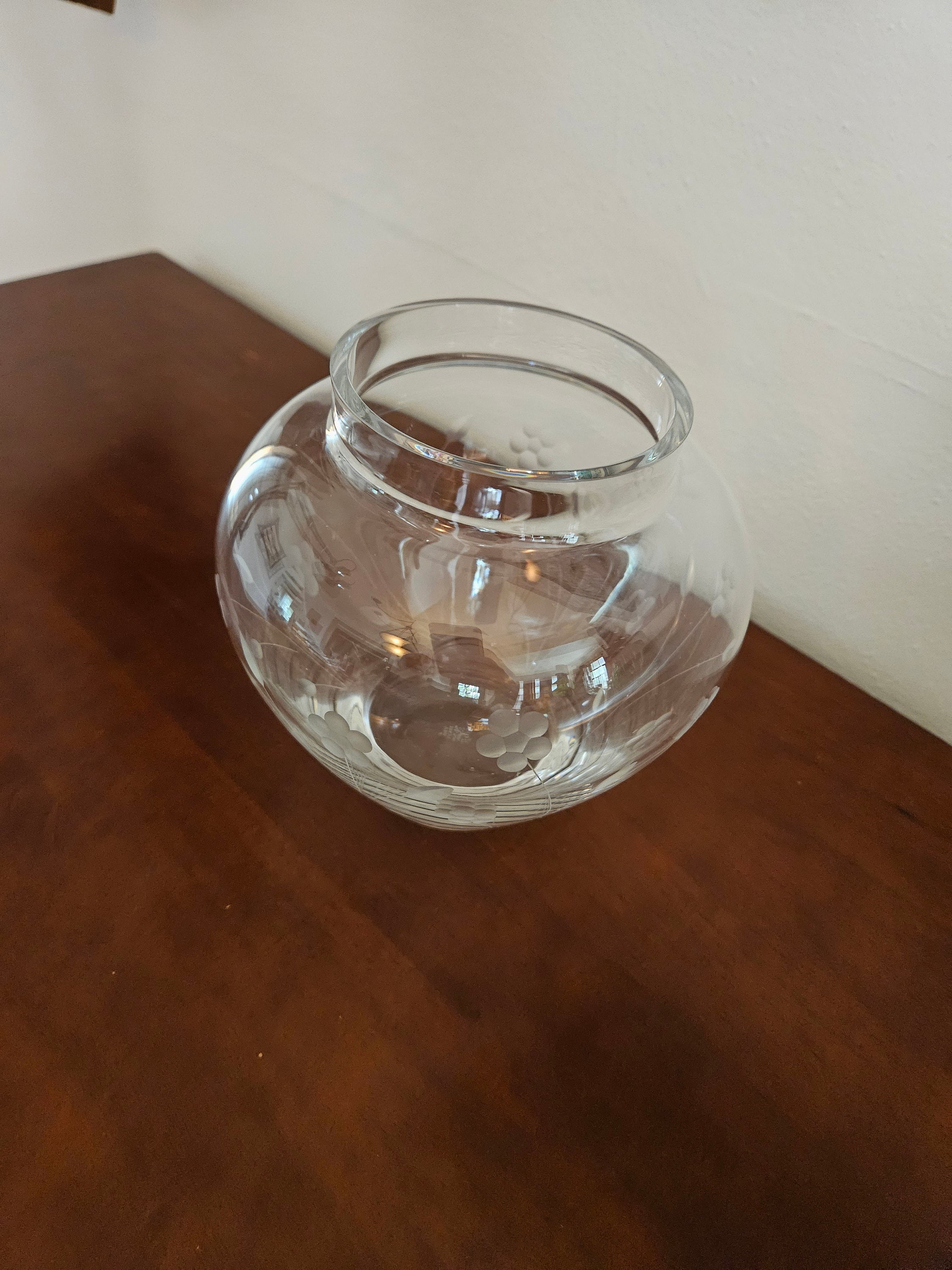 Lenox Flower Etched Crystal Vase Vintage - Etsy