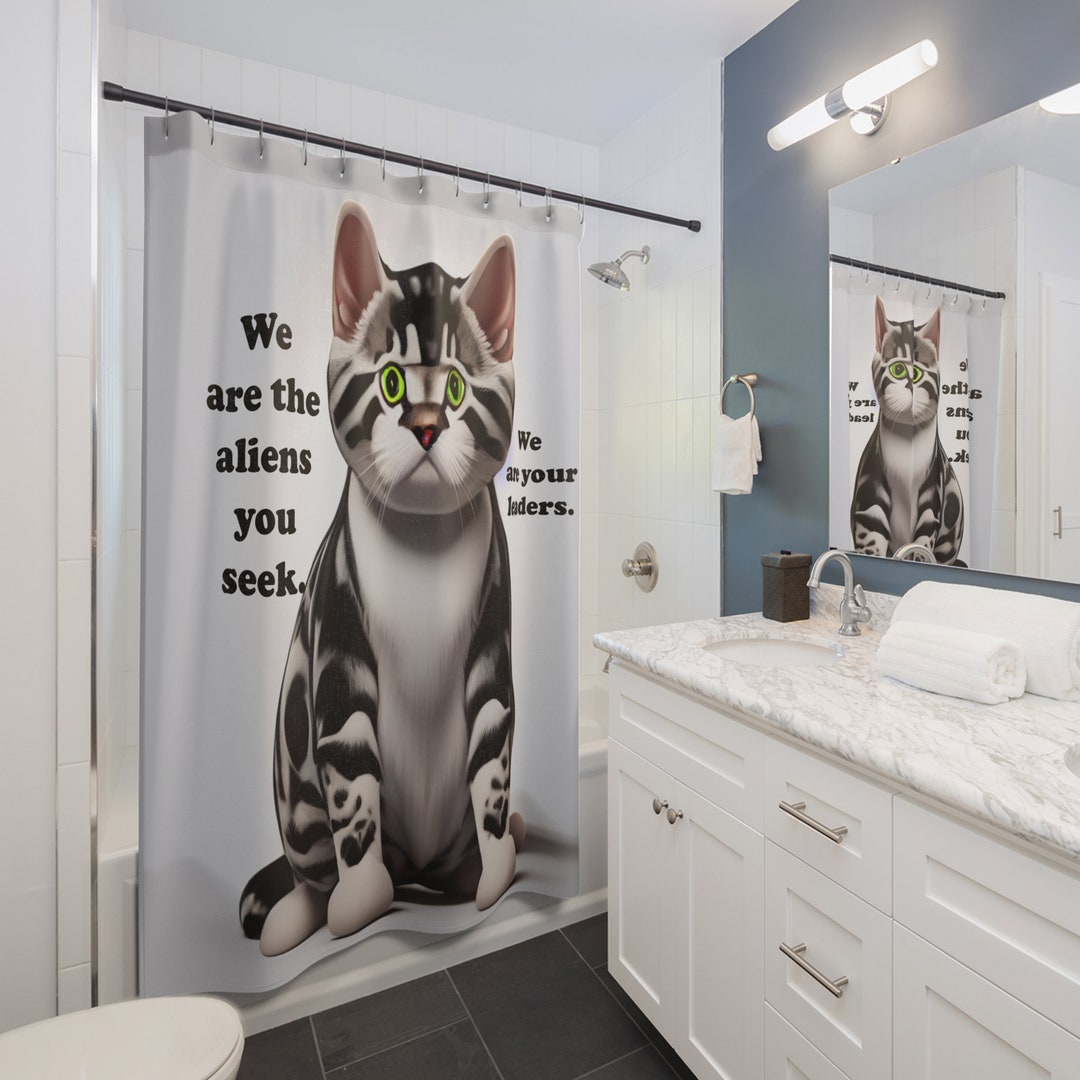 Alien Cat Overlord Shower Curtains - Etsy