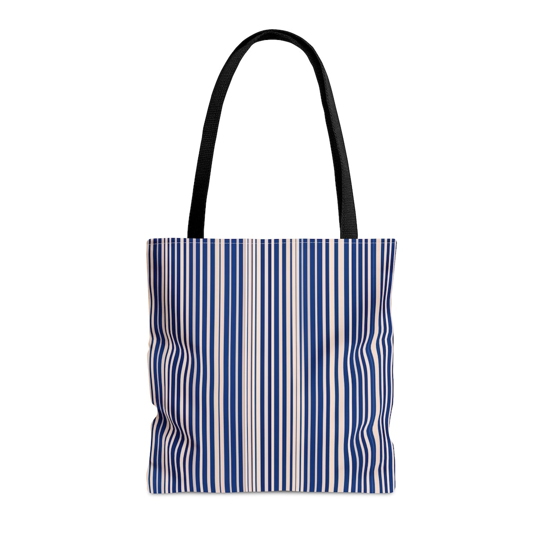 Blue and White Stripe Pattern Tote Bag - Etsy