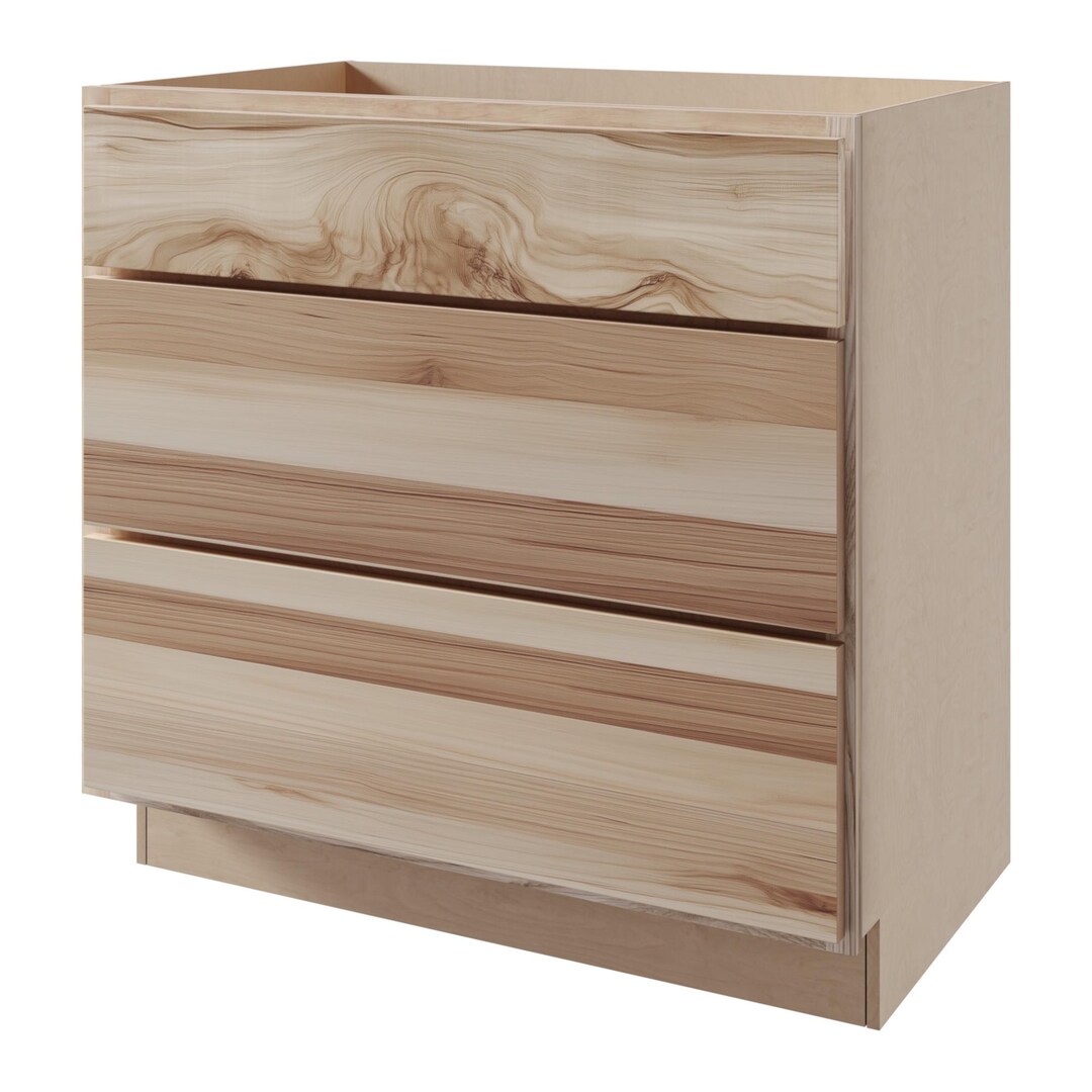 Unfinished Hickory Drawer Base Cabinet W/ Three Drawers - Ready-to ...