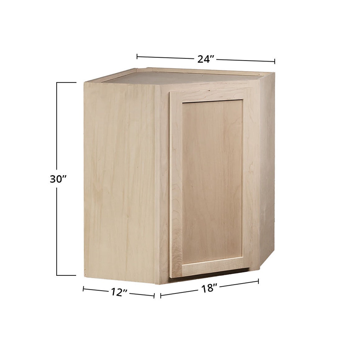 Unfinished Diagonal Corner Wall Cabinet Ready-to-assemble RTA Raw Maple ...