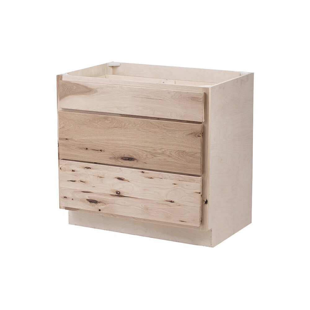 Unfinished Hickory Drawer Base Cabinet W/ Three Drawers Ready-to ...