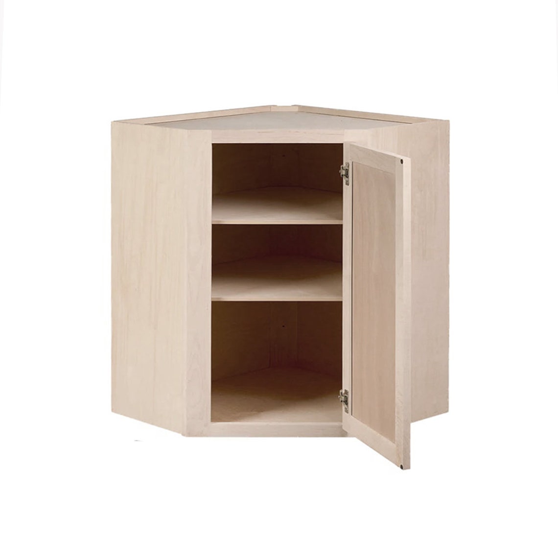 Unfinished Diagonal Corner Wall Cabinet Ready-to-assemble RTA Raw Maple ...