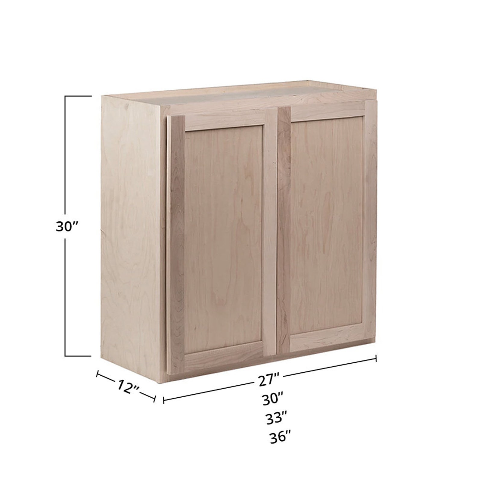 Unfinished Wall Cabinet W/ Double Doors Ready-to-assemble RTA Raw Maple ...