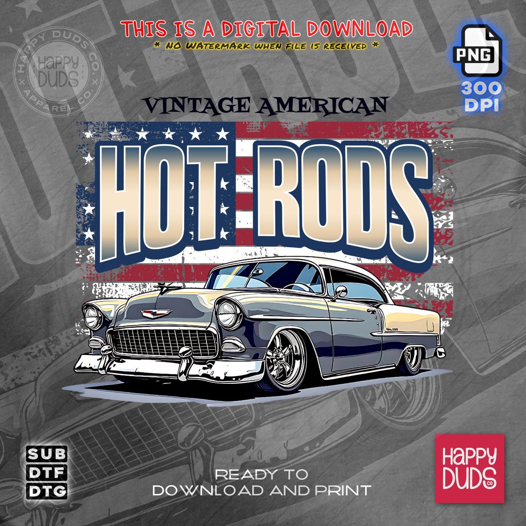 Vintage American Hot Rod Sublimation Design #2 | Classic Muscle Car ...