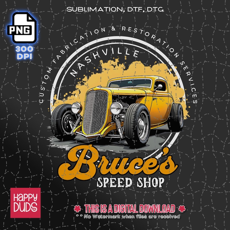 Bruce's Speed Shop - Vintage Hot Rod Sublimation Design, Rat Rod Car ...