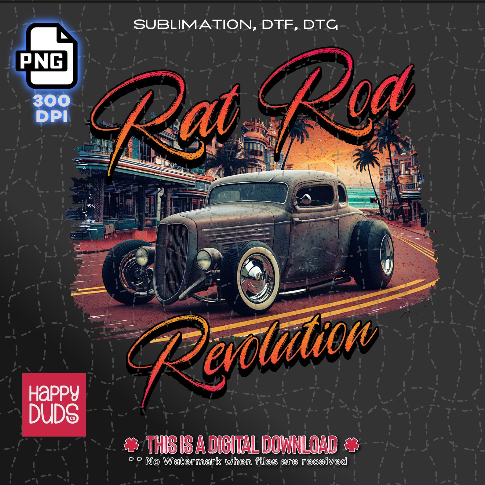 Rat Rod Revolution - Vintage Hot Rod Sublimation Design, Rat Rod Car ...