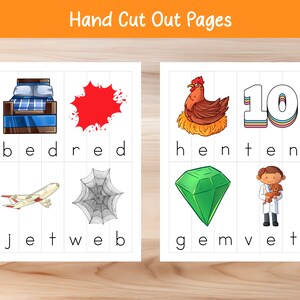 CVC Word Puzzles - Short "e" Set of 20 Puzzle Cards, Printable ...