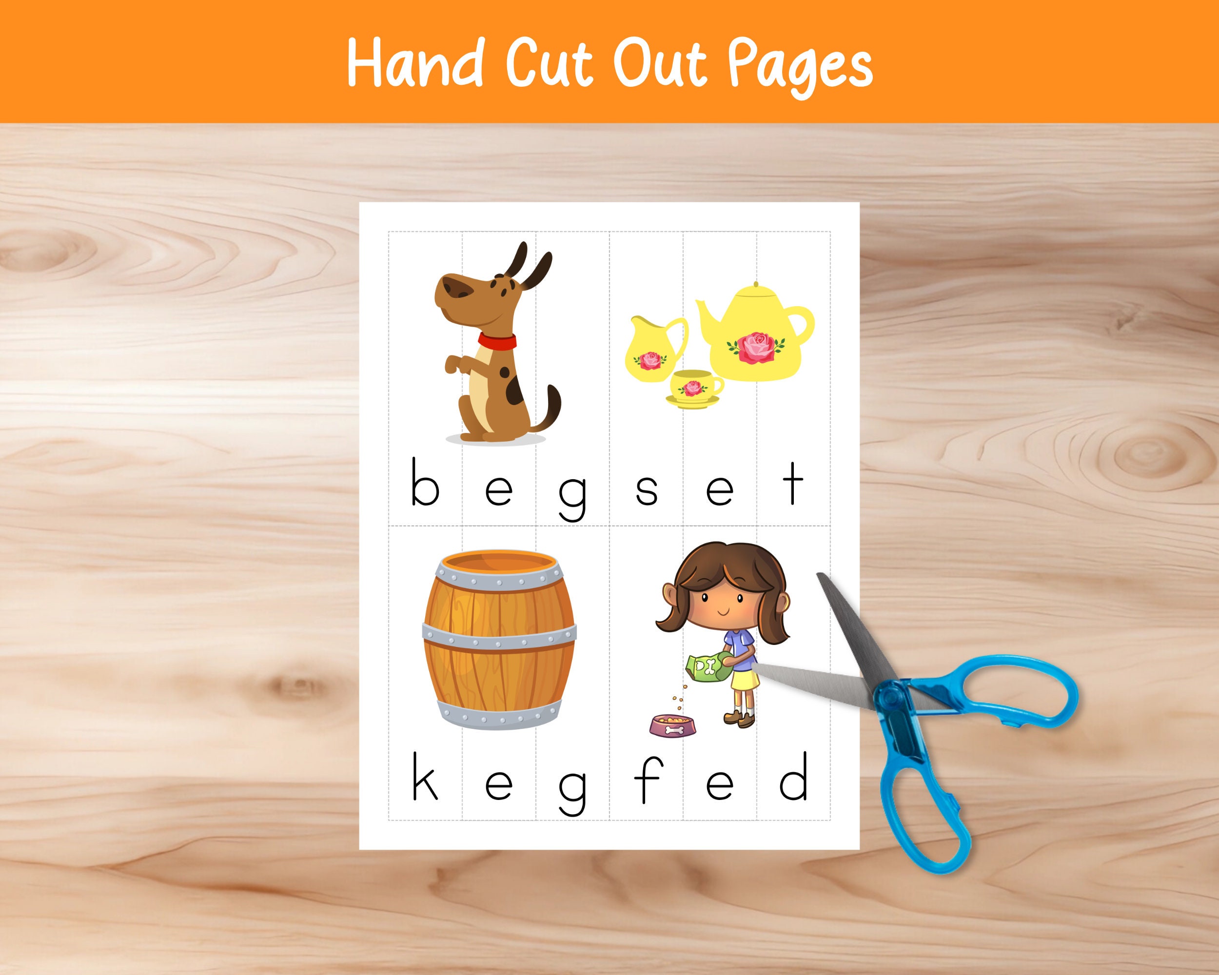 CVC Word Puzzles - Short "e" Set of 20 Puzzle Cards, Printable ...