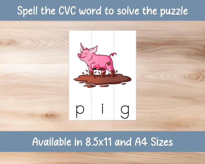 CVC Word Puzzles - Short "i" Set of 20 Puzzle Cards, Printable ...