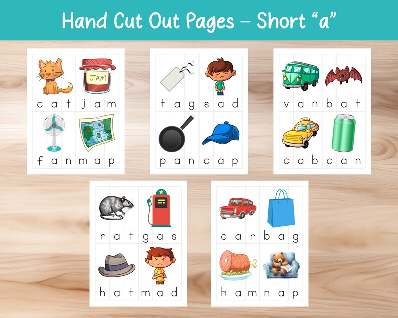 CVC Short Vowel Word Puzzles Bundle - Set of 100 Cards, Printable ...