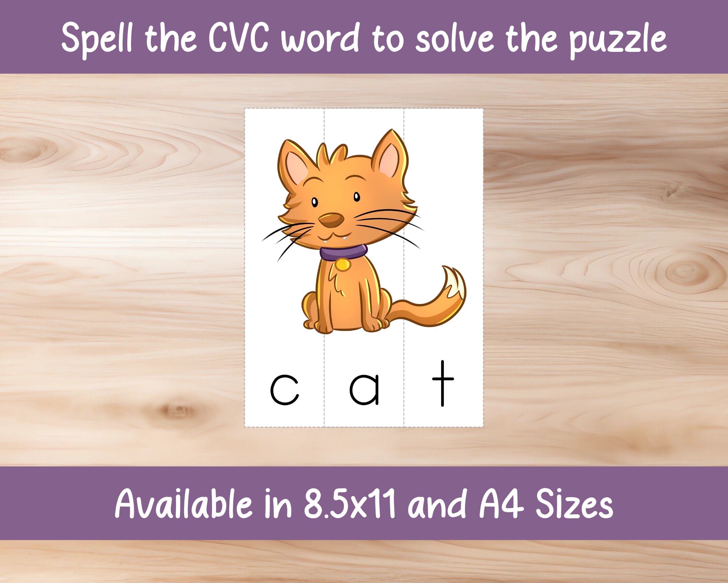 CVC Word Puzzles - Short "a" Set of 20 Puzzle Cards, Printable ...